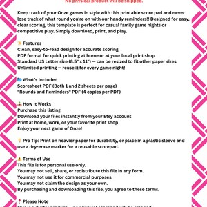 Printable Onze Scorepad – Digital Download PDF | Card Game Score Sheet ...