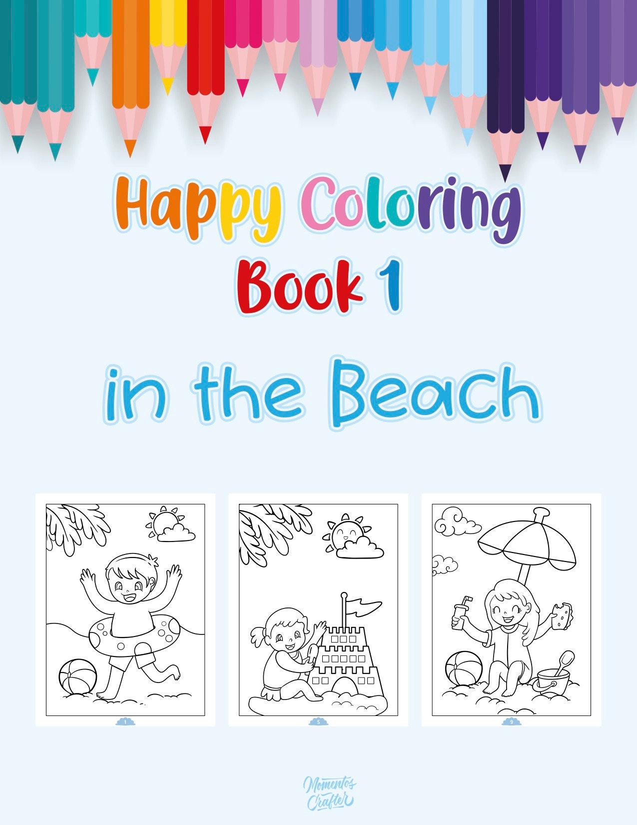 Easy Beach Fun Printable Kids Coloring Book - Etsy
