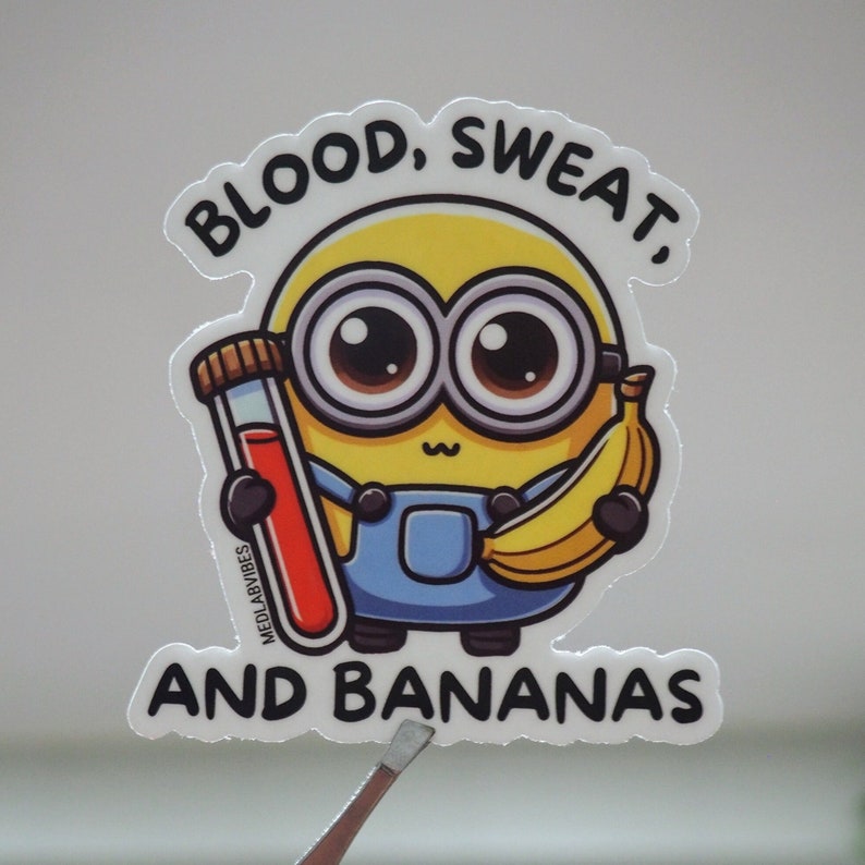 Lab Yellow Blood Bank Stickers for Laboratory Laptop, Banana Science ...