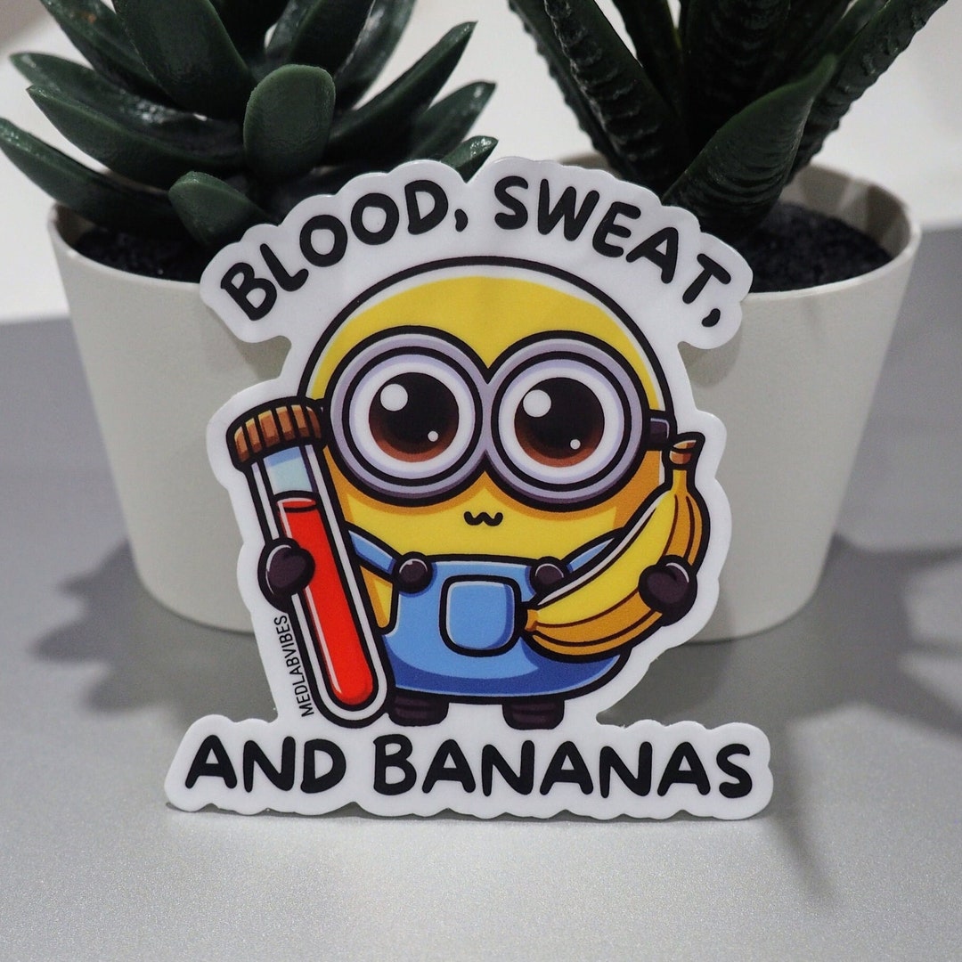Lab Yellow Blood Bank Stickers for Laboratory Laptop, Banana Science ...