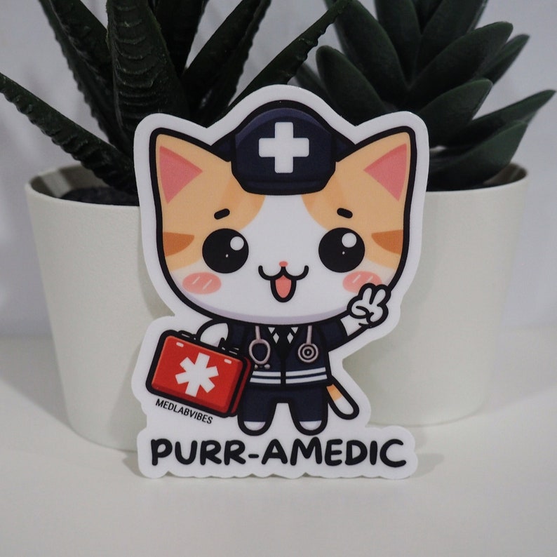 Paramedic Emergency Cat Stickers for Ambulance Laptop, Paramedic Week ...