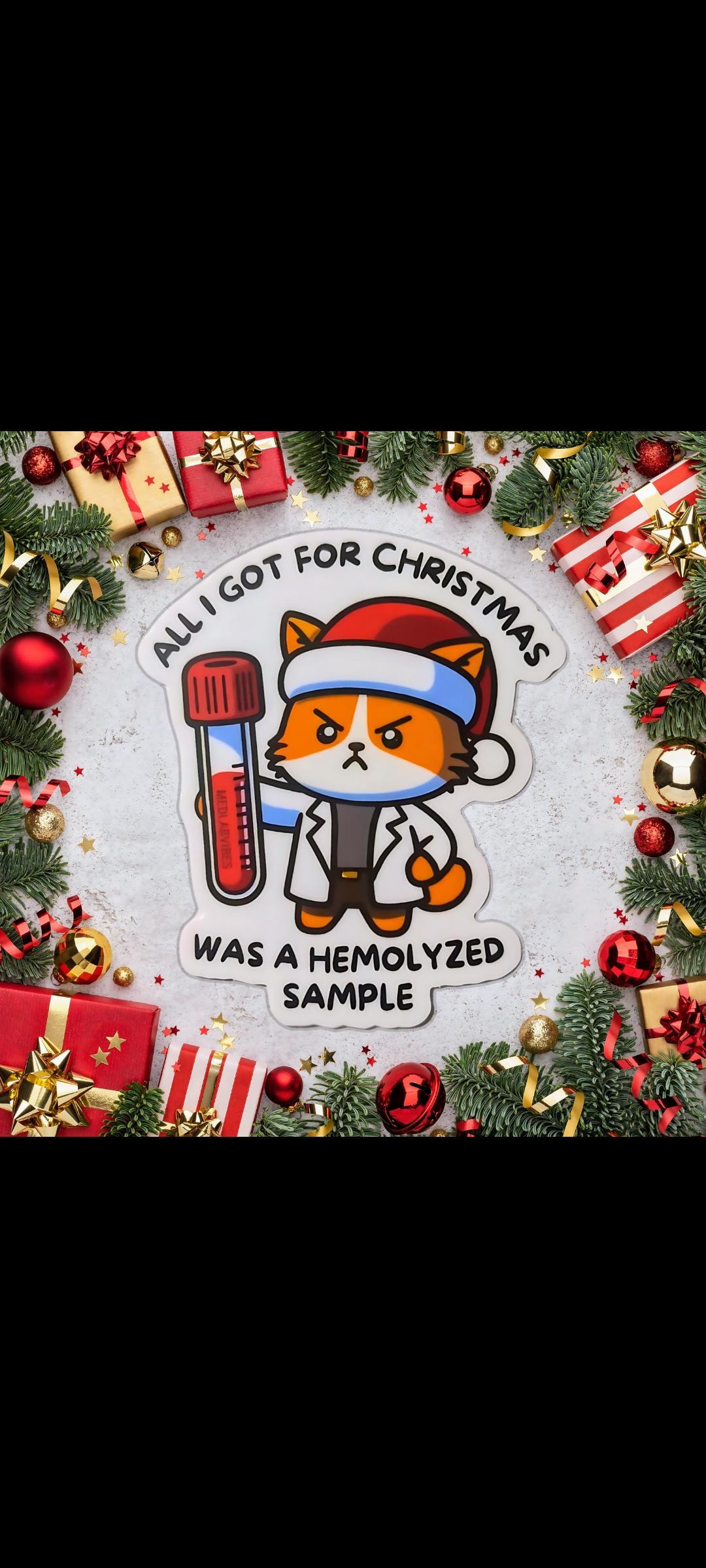 Christmas Lab Stickers for Phlebotomy Hospital Laptop, Laboratory Blood ...