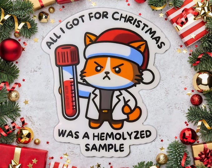 Christmas Lab Stickers for Phlebotomy Hospital Laptop, Laboratory Blood ...