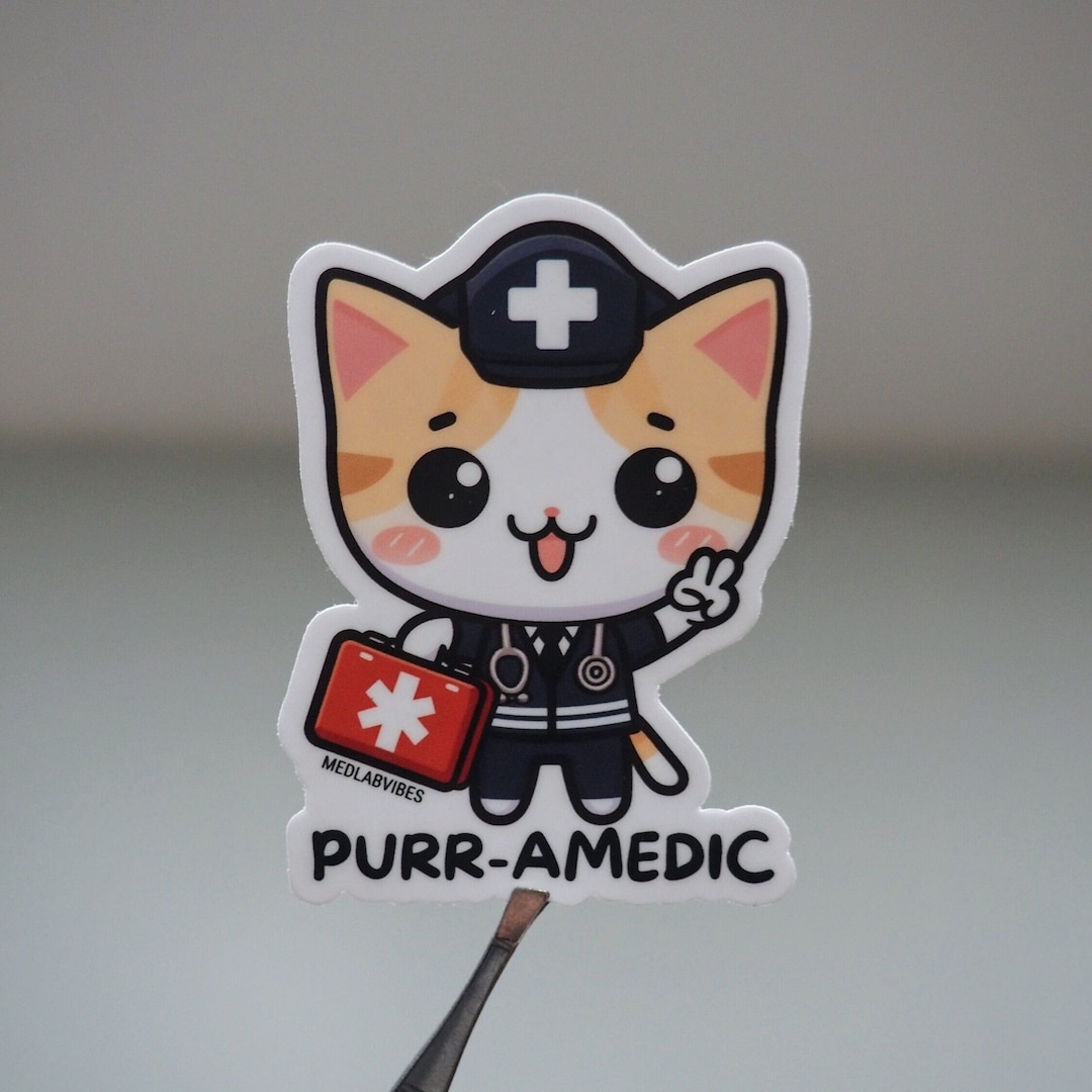 Paramedic Emergency Cat Stickers for Ambulance Laptop, Paramedic Week ...
