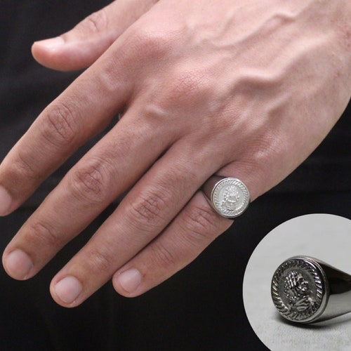 Silver Praying Hands Signet Ring Stainless Steel 7-12 / - Etsy