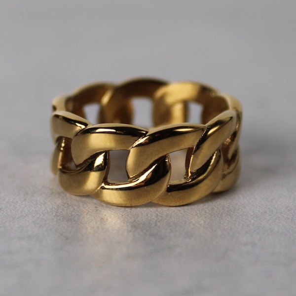 Gold Mens Cuban Link Ring - Etsy