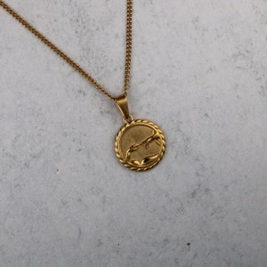 18K Gold Creation of Adam Pendant Chain Necklace Stainless Steel ...