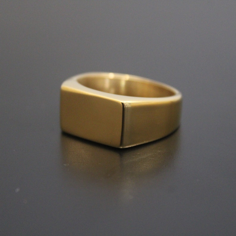 Gold Rectangle Signet Ring Stainless Steel 7-12 / Classic Gold - Etsy
