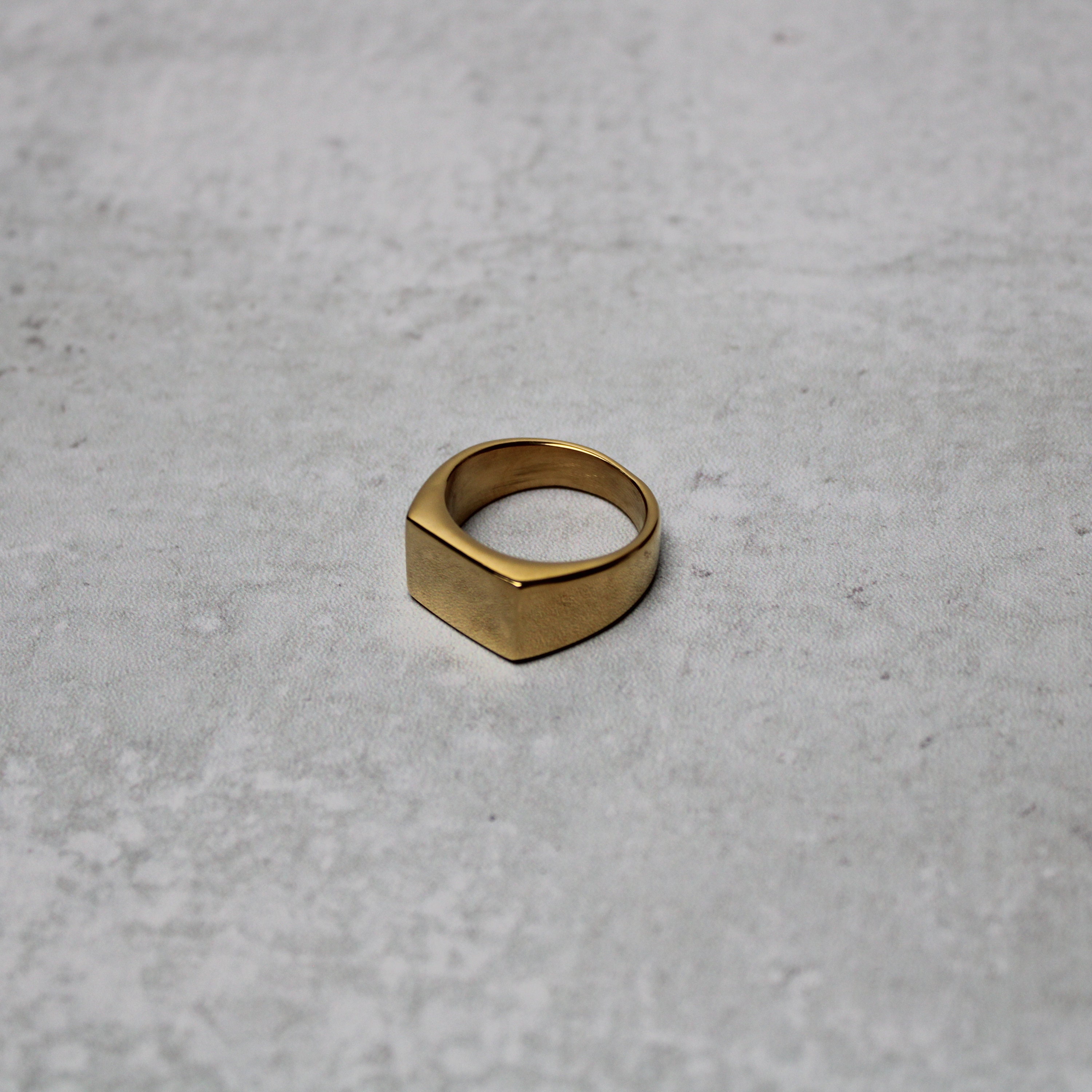 Gold Rectangle Signet Ring Stainless Steel 7-12 / Classic Gold - Etsy