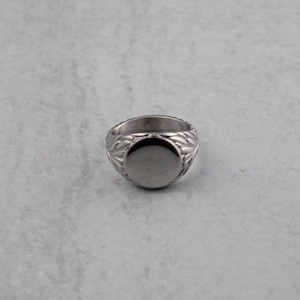 Silver Circle Signet Ring Wreath Stainless Steel 7-12 - Mens Statement ...
