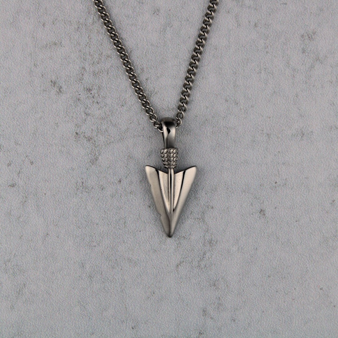Silver Arrowhead Pendant Chain Necklace Stainless Steel - Arrow Pendant ...