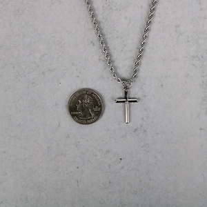 Silver Cross Pendant Necklace Stainless Steel With Rope Chain - Etsy