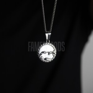 Silver Creation of Adam Pendant Chain Necklace Stainless Steel - Circle ...