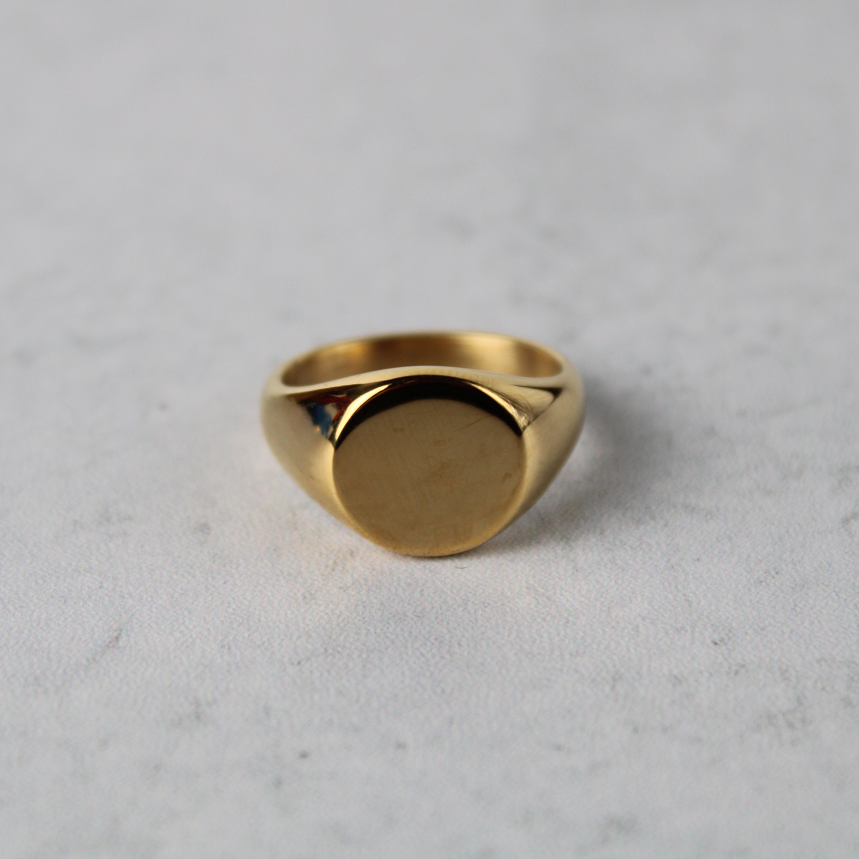Gold Circle Signet Ring Stainless Steel 7-12 - Minimalist Blank Ring - Etsy