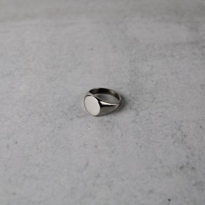 Silver Circle Signet Ring Stainless Steel 7-12 - Minimalist Blank Ring ...