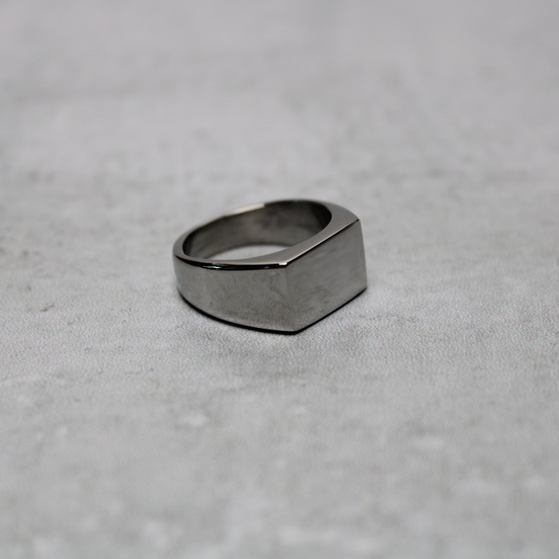 Silver Rectangle Signet Ring Stainless Steel 7-12 - Minimalist Blank ...