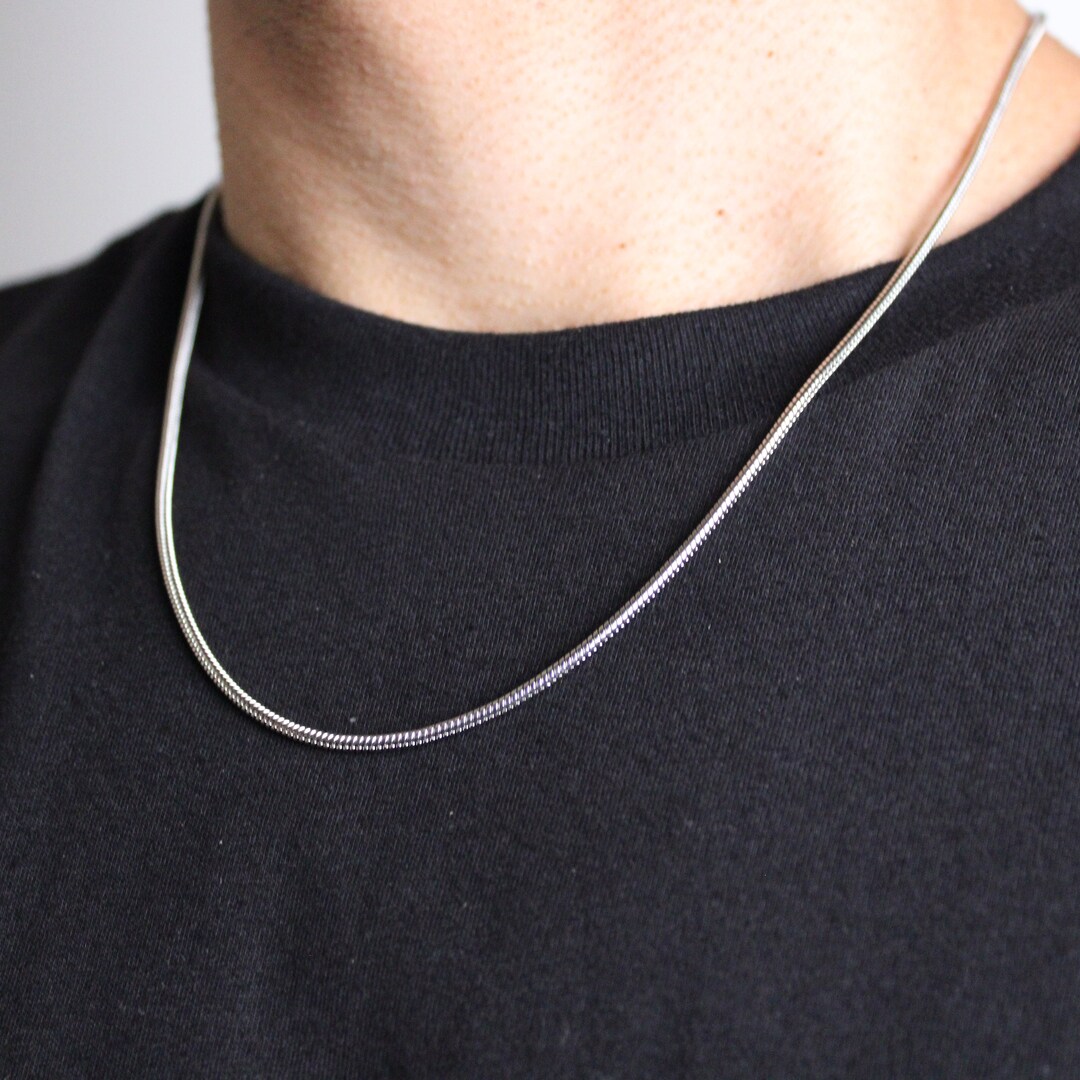Silver 2mm Snake Chain Necklace 18 20 22 24 Stainless Steel / Thin Gold ...
