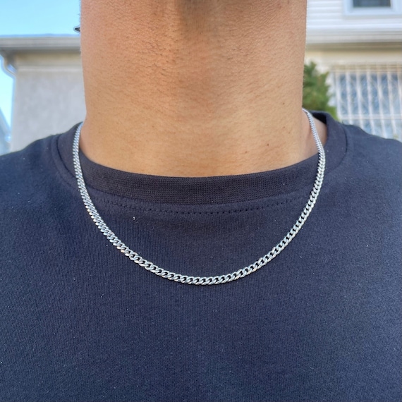 Silver 3mm Cuban Link Chain Necklace 18 20 22 24 Stainless | Etsy