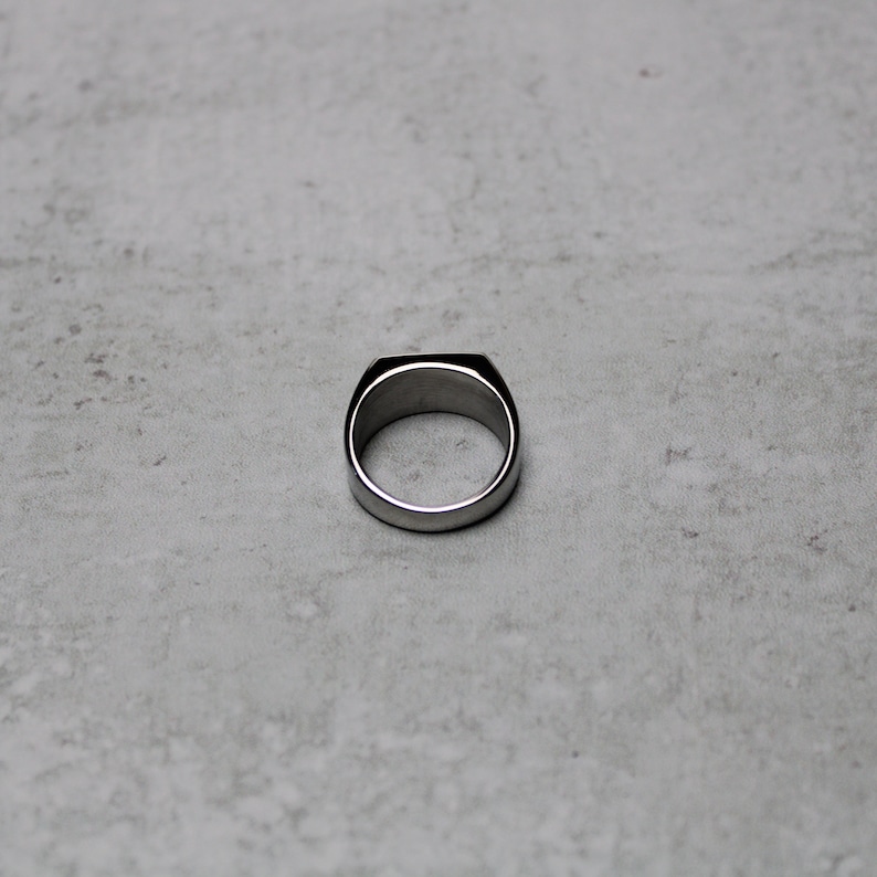 Silver Rectangle Signet Ring Stainless Steel 7-12 - Minimalist Blank ...