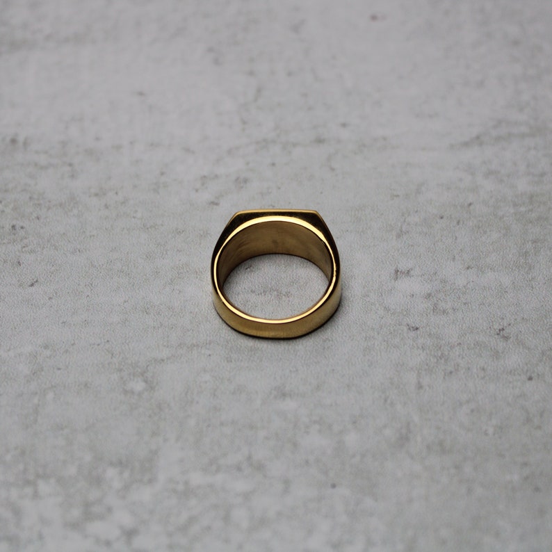 Gold Rectangle Signet Ring Stainless Steel 7-12 / Classic Gold - Etsy