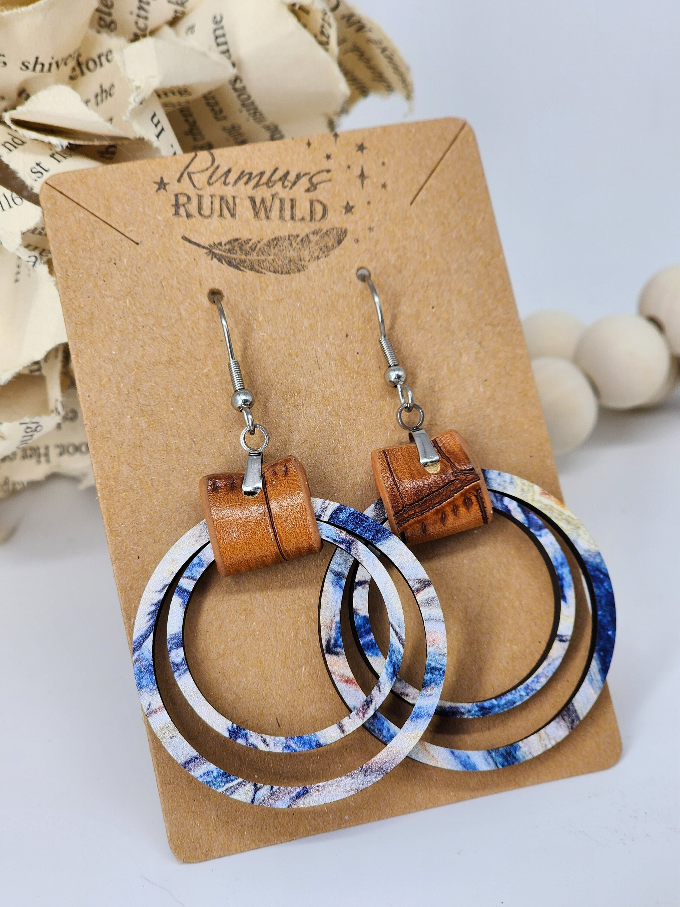 Beautiful Rustic Circle Earrings in Light Colors, Colorful Earrings ...