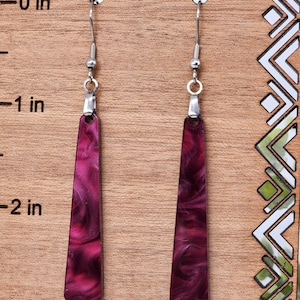 Red Dangle Earrings for Her, Wine Colored Earrings Lightweight, Nickle ...