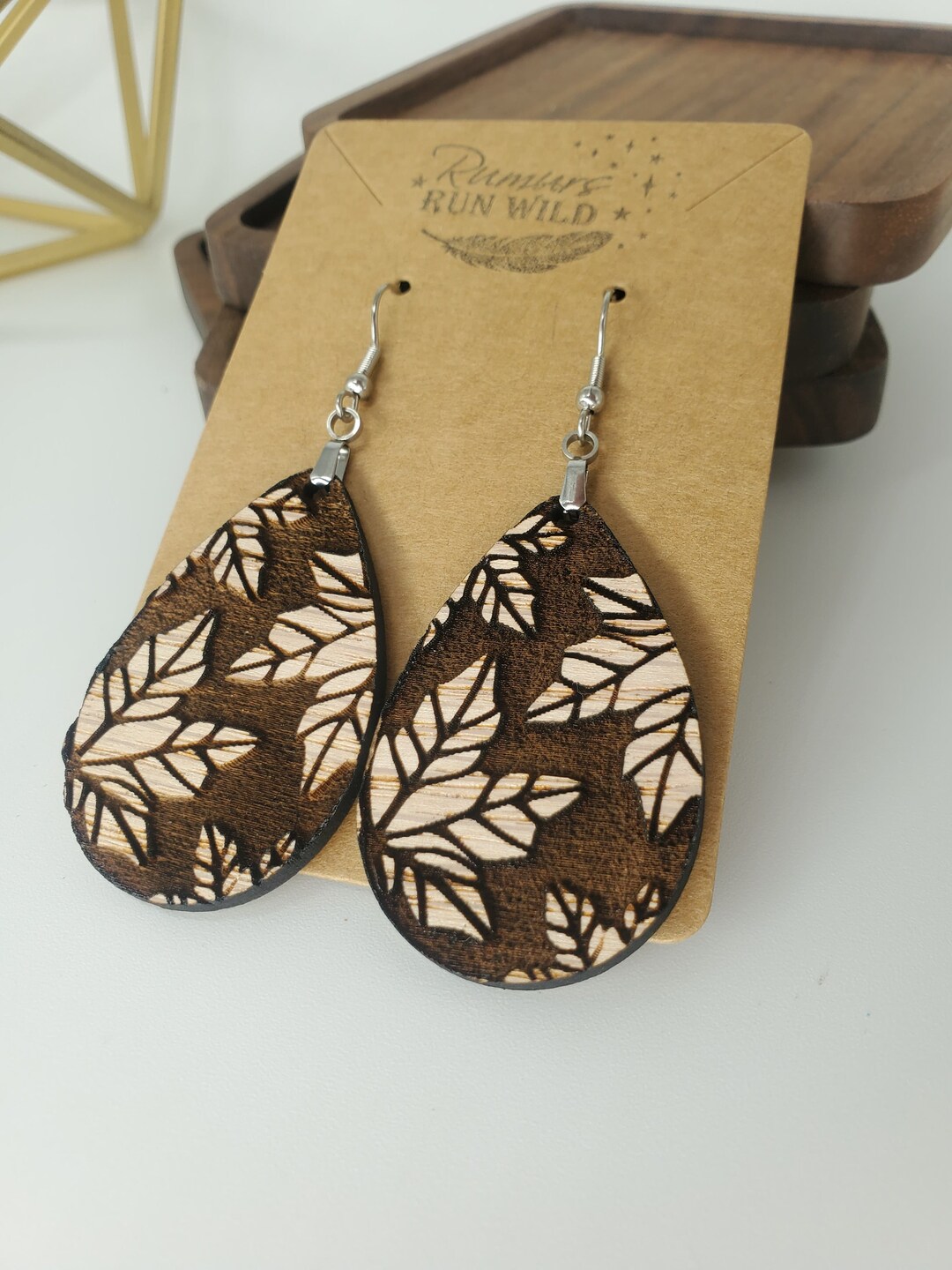 Handmade Engraved Fall Earrings, Leaf Earrings, Autumn Jewelry for Her ...