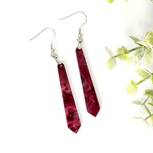 Red Dangle Earrings for Her, Wine Colored Earrings Lightweight, Nickle ...