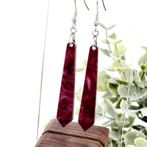 Red Dangle Earrings for Her, Wine Colored Earrings Lightweight, Nickle ...
