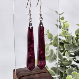 Red Dangle Earrings for Her, Wine Colored Earrings Lightweight, Nickle ...