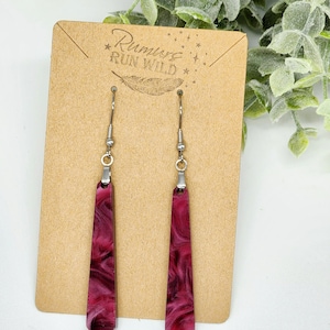 Red Dangle Earrings for Her, Wine Colored Earrings Lightweight, Nickle ...