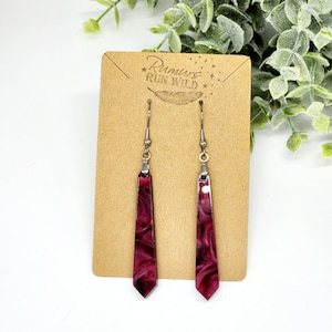 Red Dangle Earrings for Her, Wine Colored Earrings Lightweight, Nickle ...