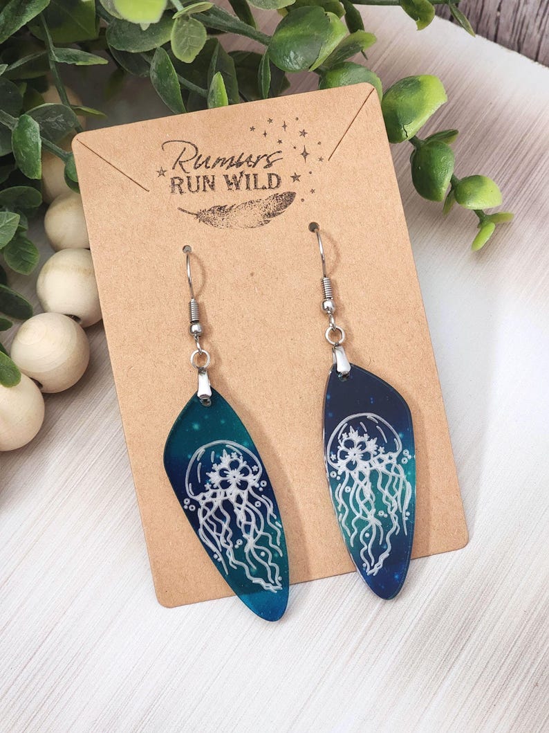 Jellyfish Earrings for Ocean Lovers, Beach Earrings for Her, Handmade ...