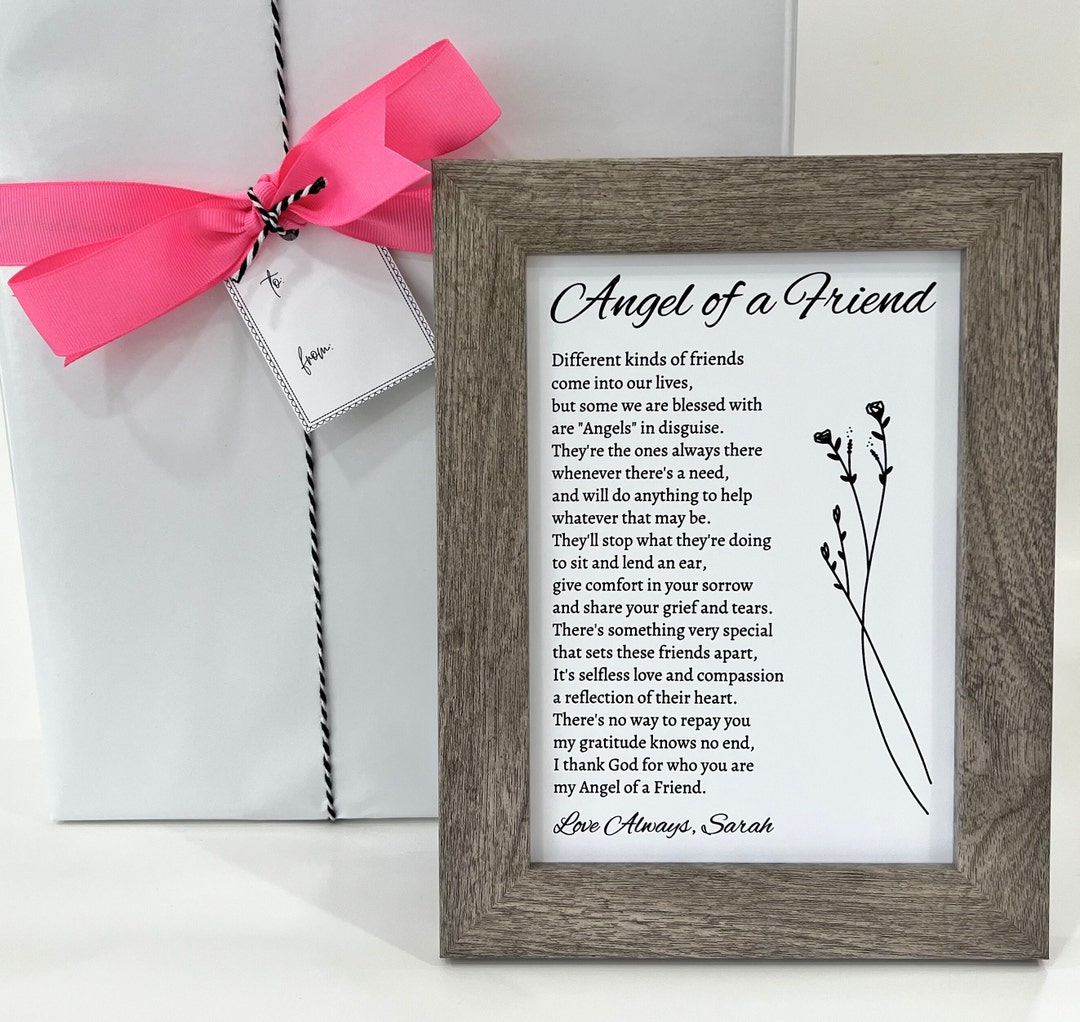 Best Friend Gift, Framed Angel Friendship Poem, Best Friend Birthday ...