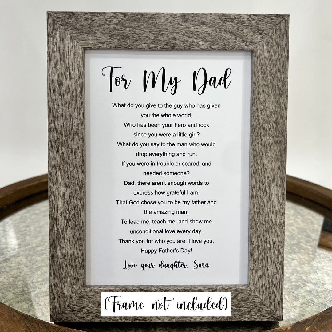 Personalized Father's Day Poem Gift: 'for My Dad' PDF (digital Download ...