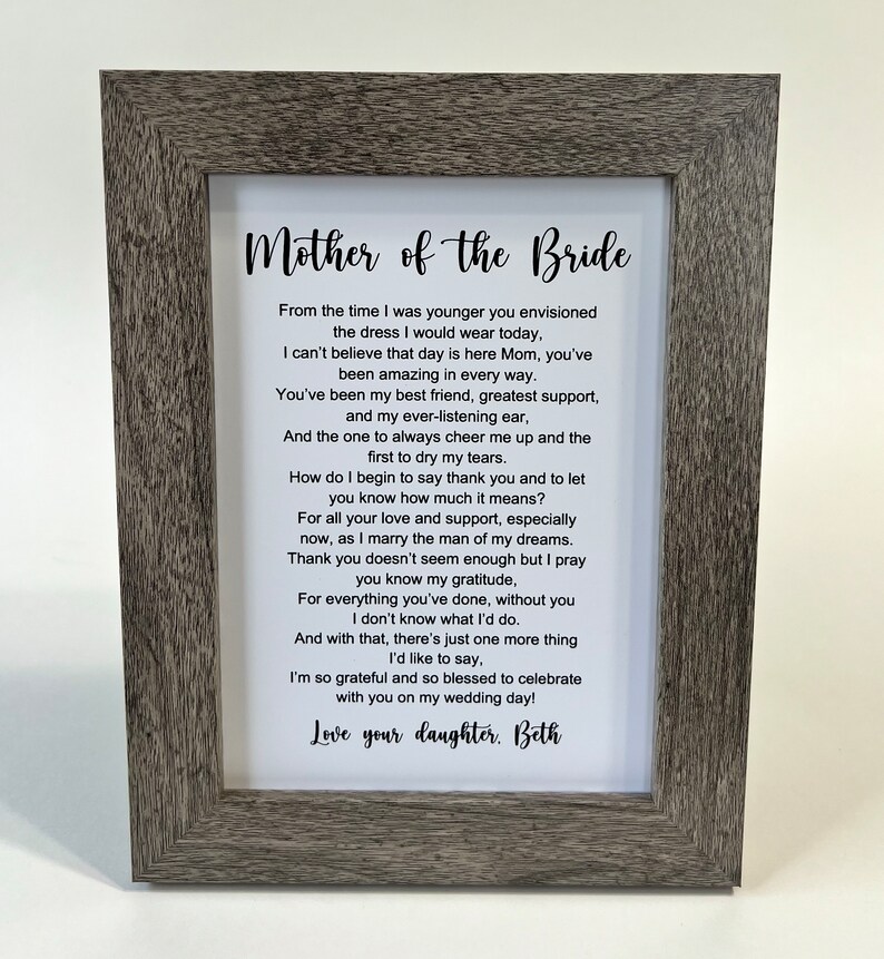 Mother of the Bride Poem, Framed Mother of the Bride Gift, Personalized ...