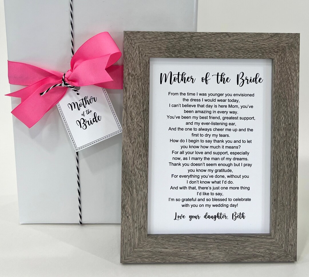 Mother of the Bride Poem, Framed Mother of the Bride Gift, Personalized ...