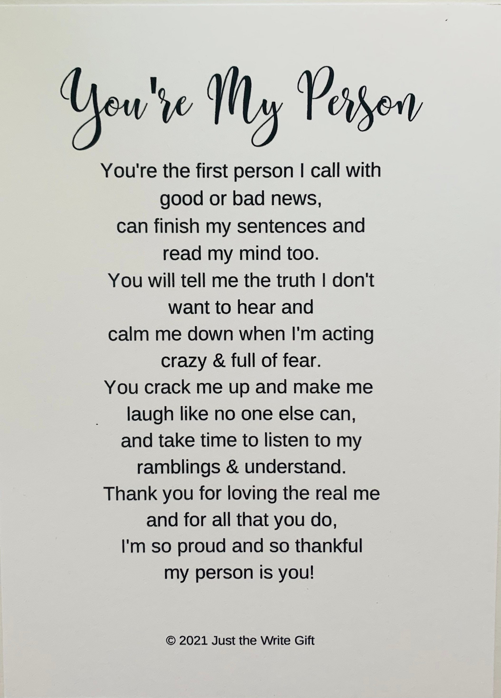 You re My Person Poem Best Friend Poem Framed Etsy