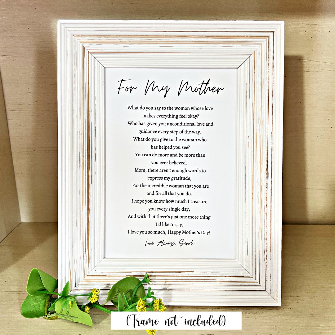 Personalized Mother's Day Poem Print: Gift for Mom (PDF Download) - Etsy