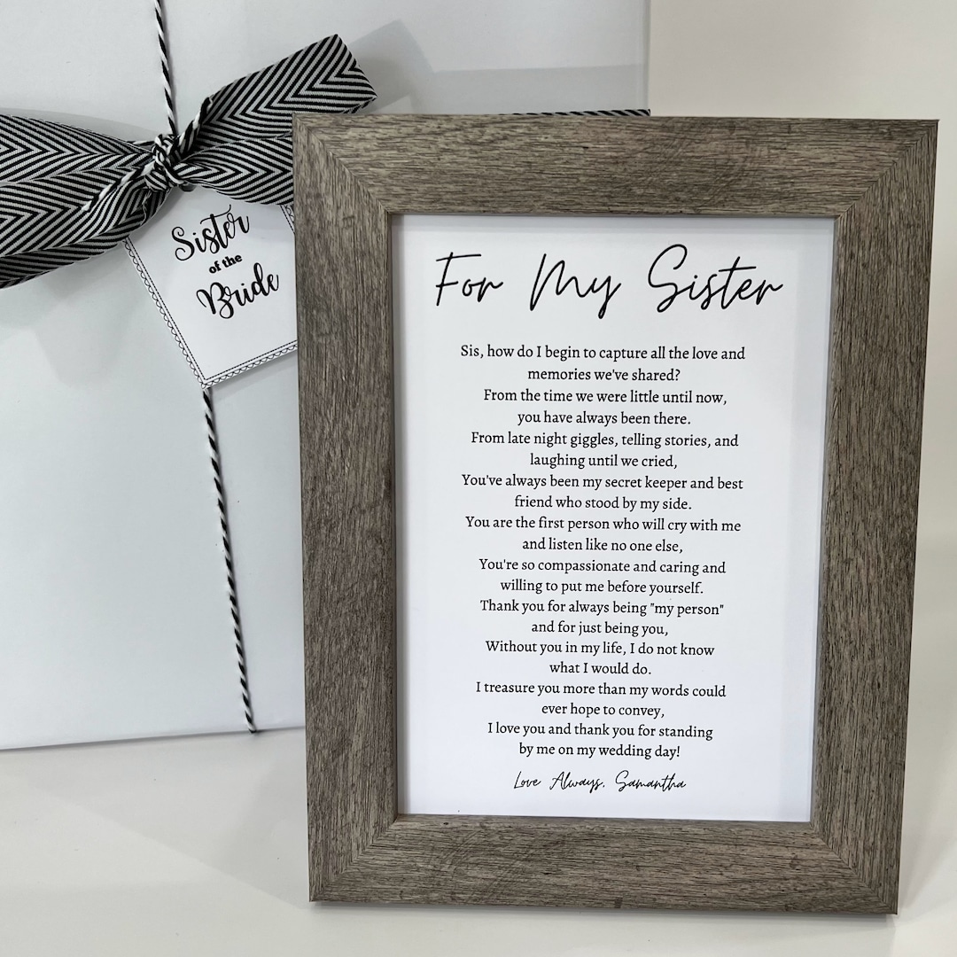 Sister of the Bride Poem, Framed Sister Poem, Maid of Honor Poem, Maid ...