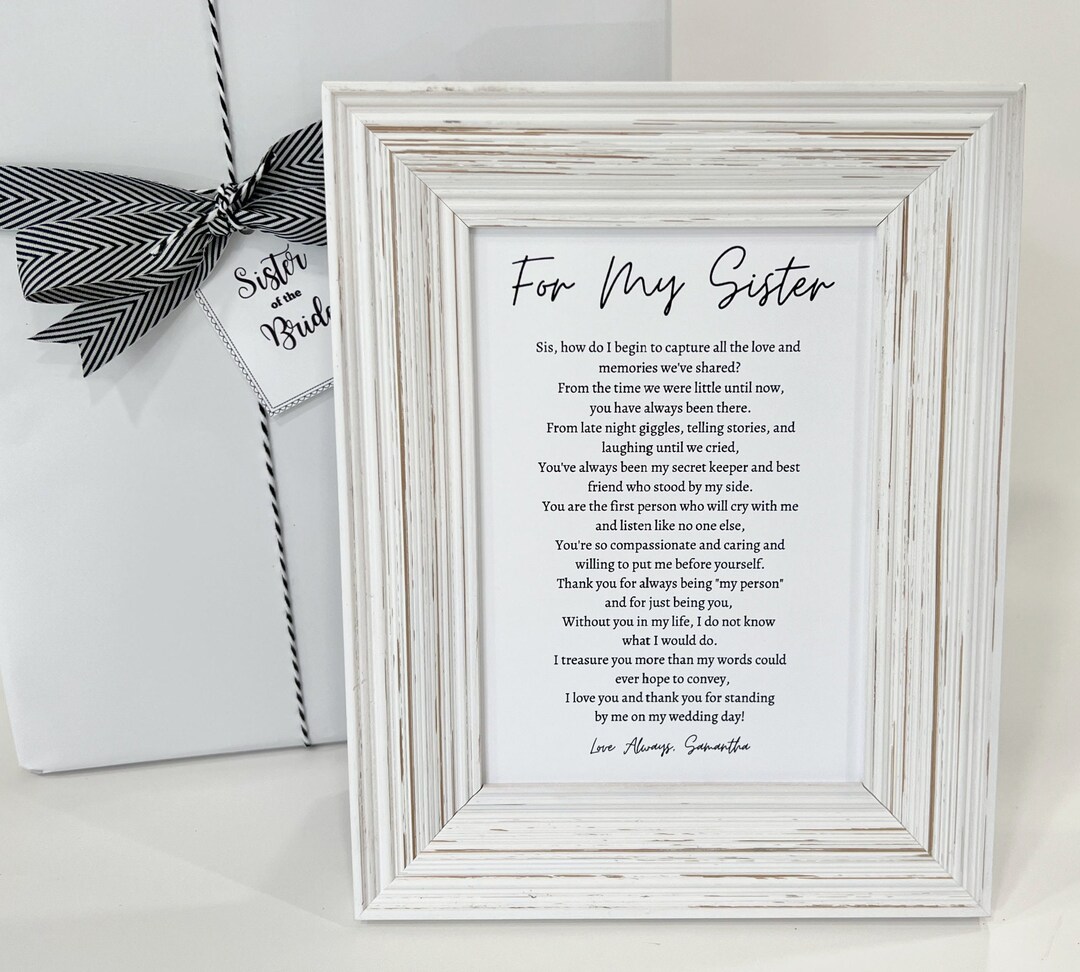 Sister of the Bride Poem Framed Sister Poem Maid of Honor - Etsy