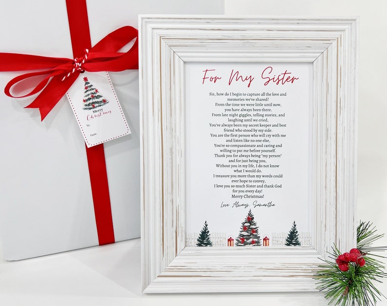Sister Christmas Poem Framed Sister Poem Sister Christmas - Etsy