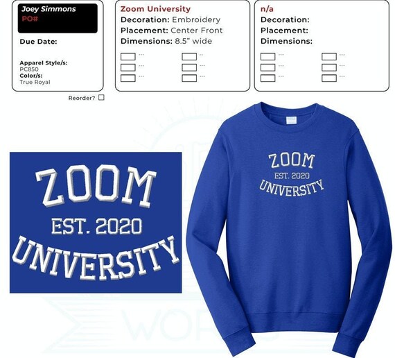 Zoom University Collegiate Apparel Etsy