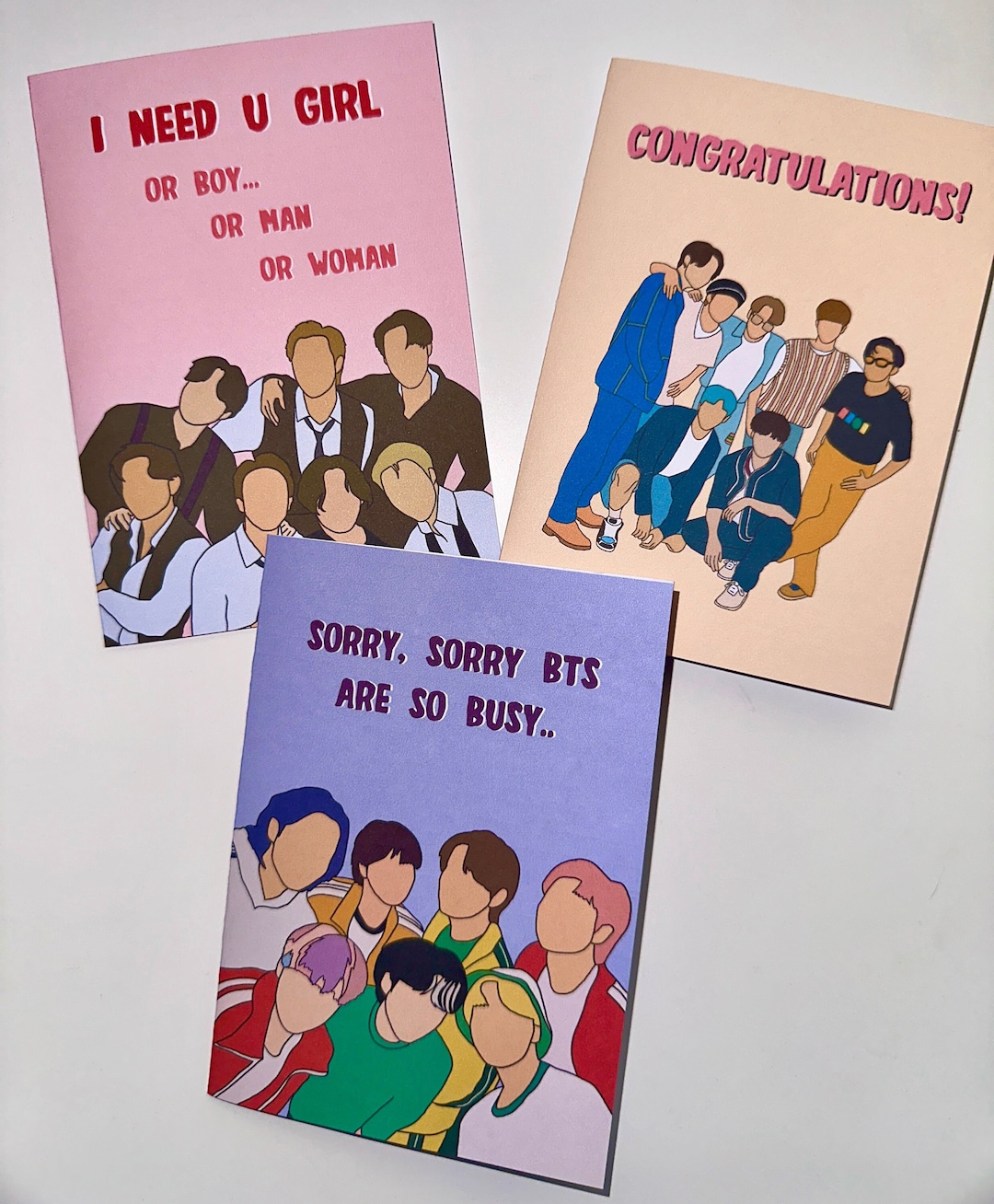 BTS Inspired Greetings Cards Handmade K-pop Birthday Cards for ARMY ...