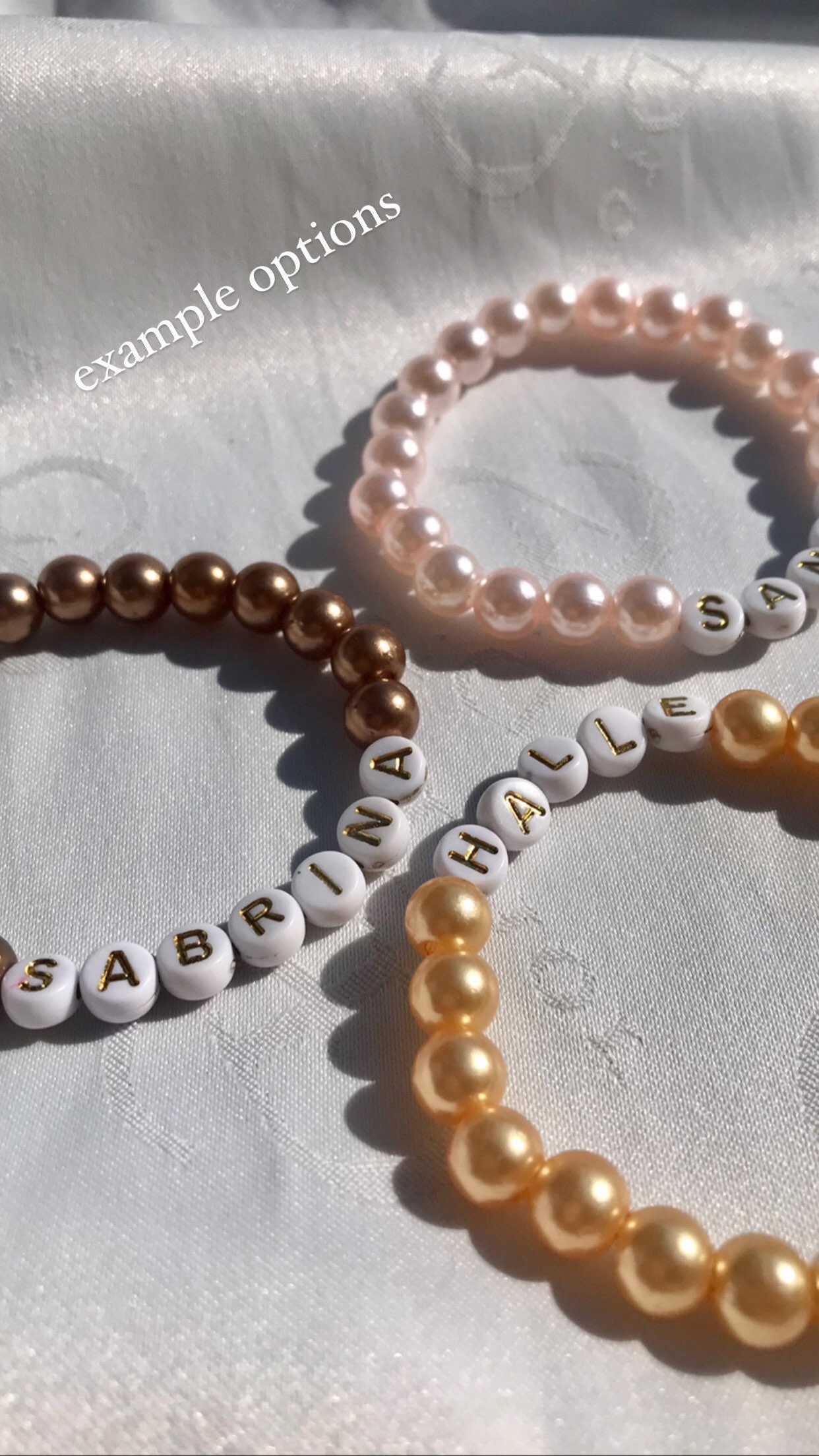 Perla nombre personalizado palabras mini frase pulseras de - Etsy España