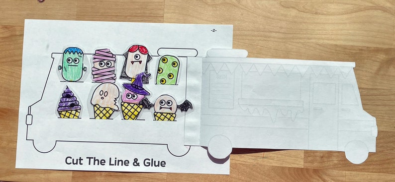 Halloween Ice Cream Truck Kids Craft, Halloween Worksheet, Kids ...