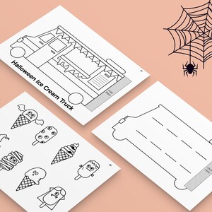 Halloween Ice Cream Truck Kids Craft, Halloween Worksheet, Kids ...