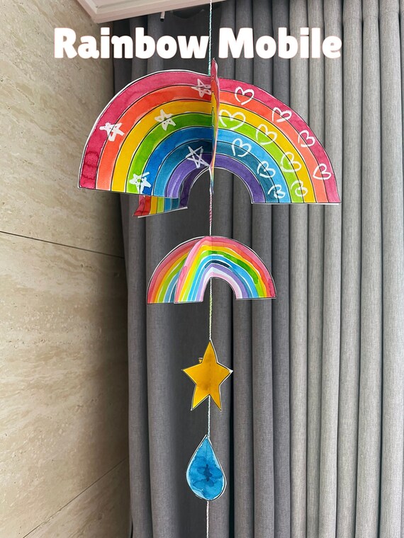 Rainbow Mobile Printable Rainbow Mobile Craft Kids Coloring - Etsy