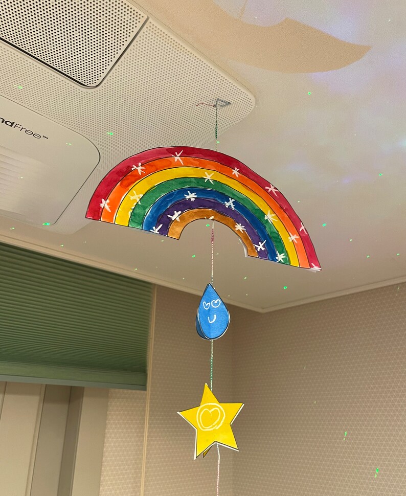 Rainbow Mobile Printable, Rainbow Mobile Craft, Kids Coloring, Mobile ...