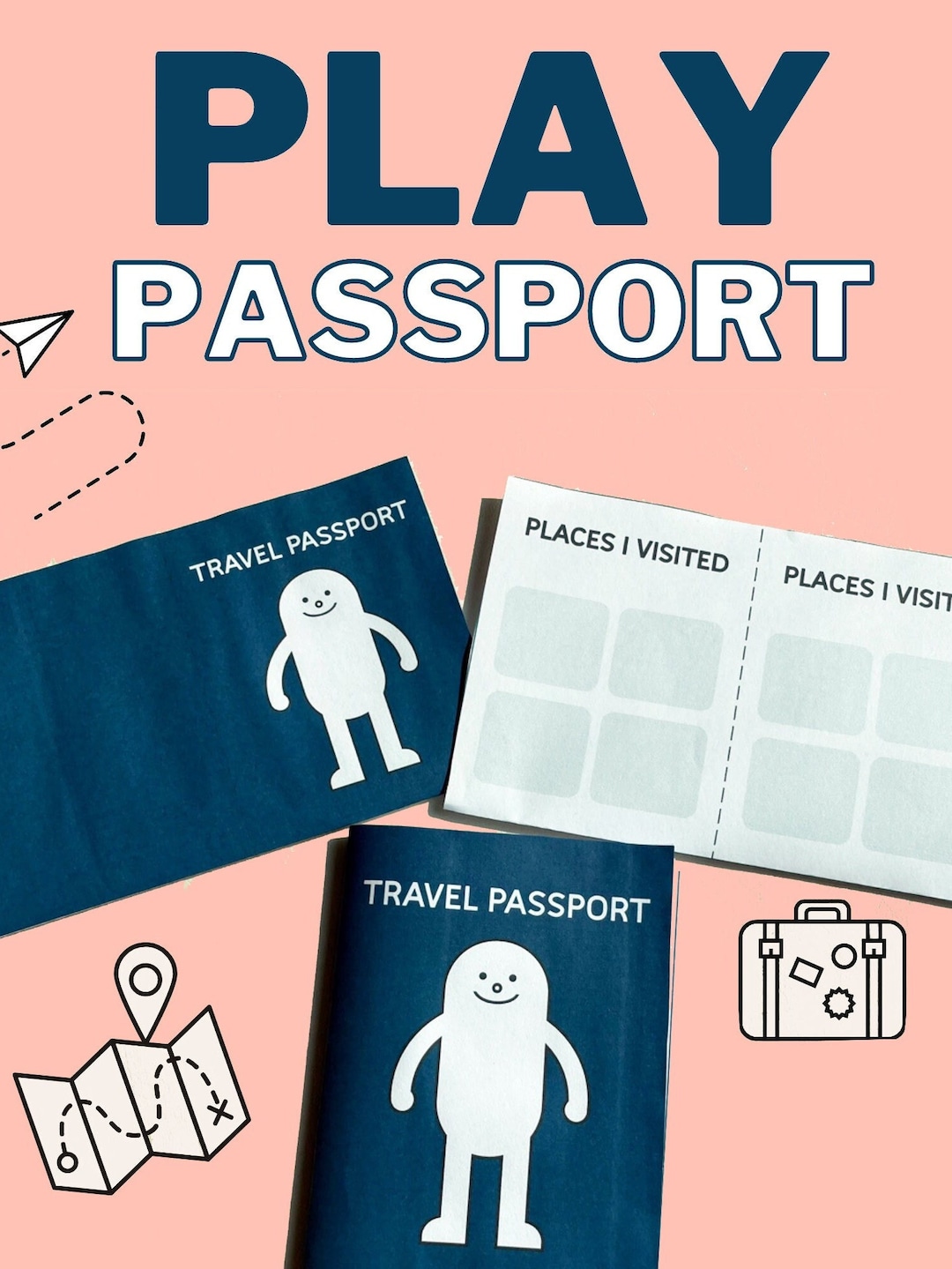 Passport Play, Printable Passport for Kids for Pretend Play Travel and ...